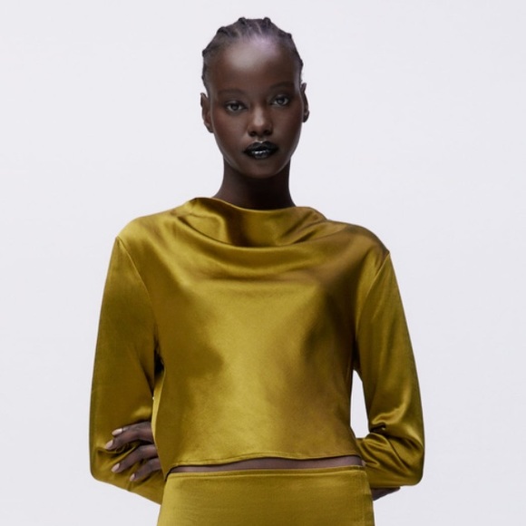 Zara | Tops | Zara Satin Effect Draped Top | Poshmark